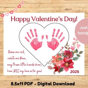 Valentine's Day Handprint Craft Printable Parent Grandparent Gift Baby ...
