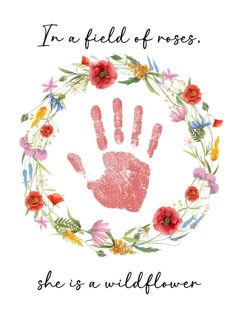 Girl Handprint Craft She is a Wildflower Printable Room Decoration Gift ...