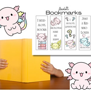 Printable Axolotl Bookmark for Kids Gift for Student or Kid Axolotl ...