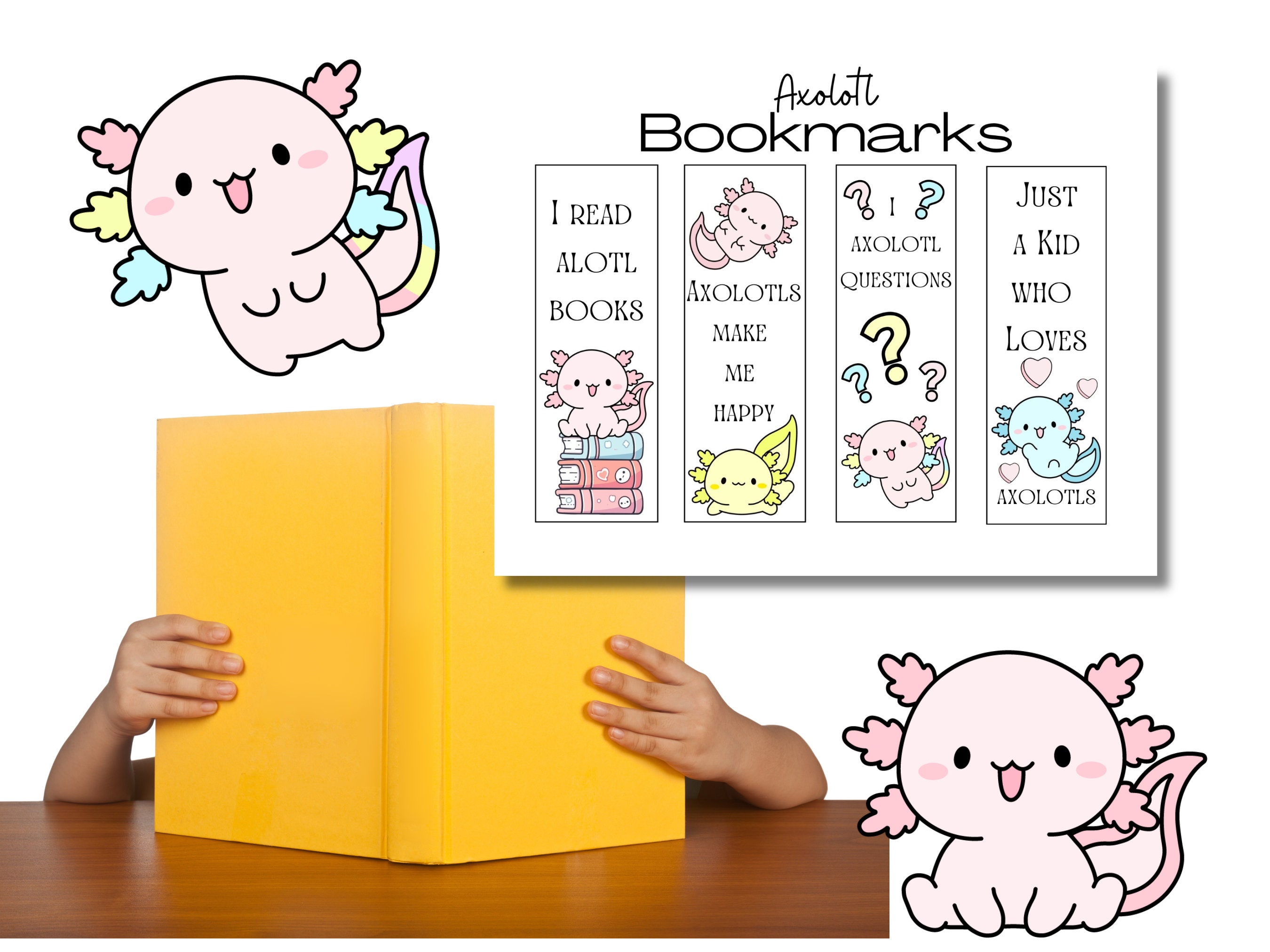Printable Axolotl Bookmark for Kids Gift for Student or Kid Axolotl ...
