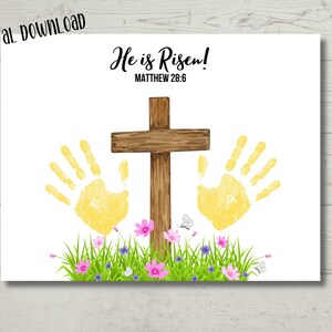 Easter He is Risen Handprint Craft Activity for Preschool Church Home ...