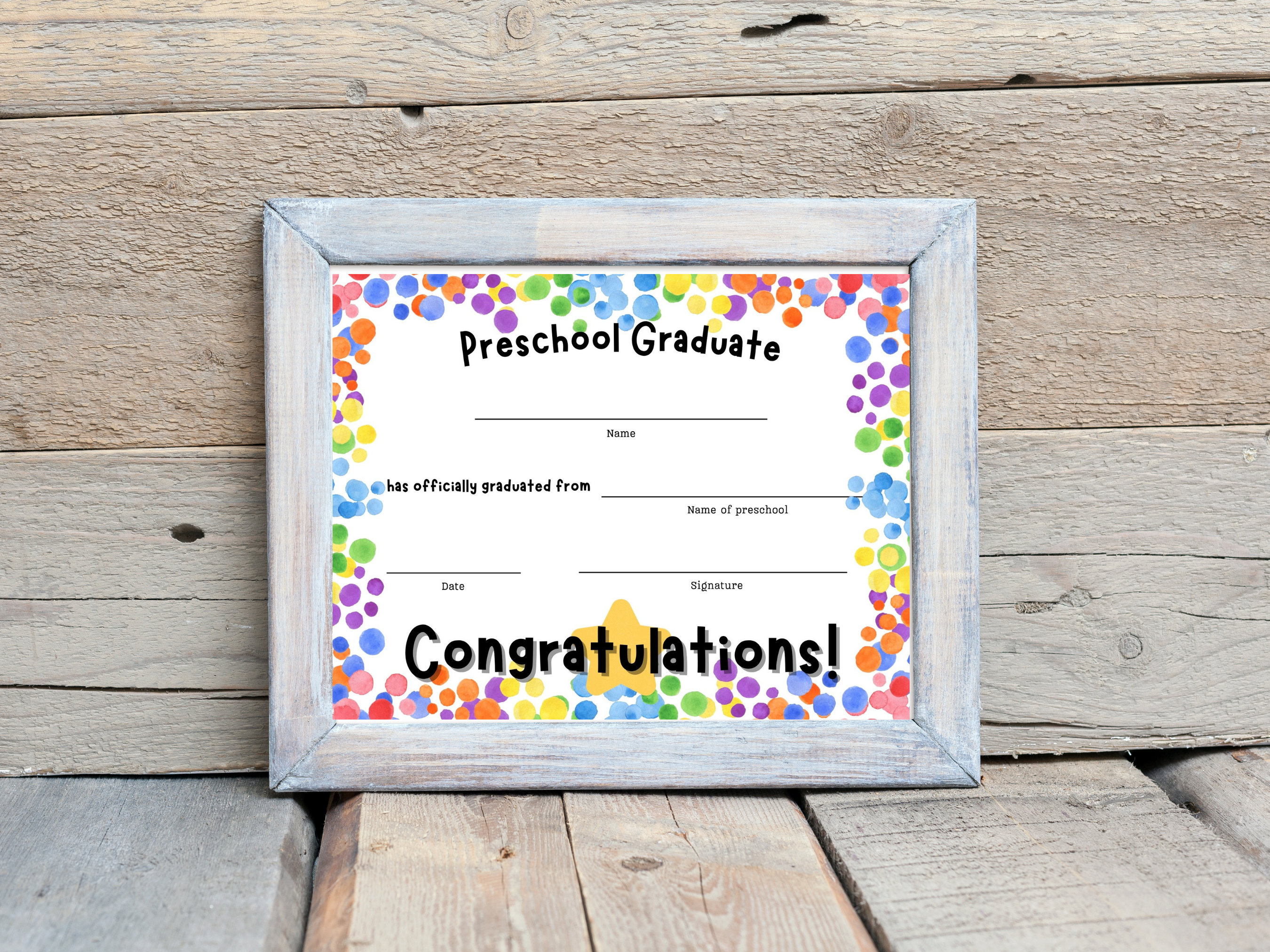 Preschool Graduation Certificate: Keepsake Award (digital Download) - Etsy