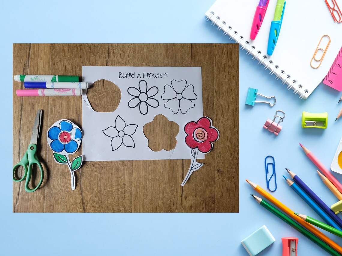 Kids Flower Craft Spring Printable Build a Flower - Preschool Paper ...
