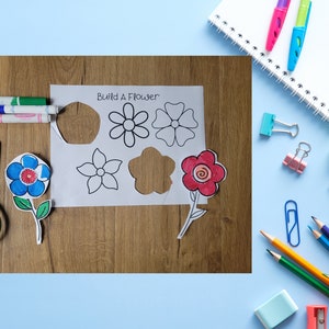 Kids Flower Craft Spring Printable Build a Flower - Preschool Paper ...