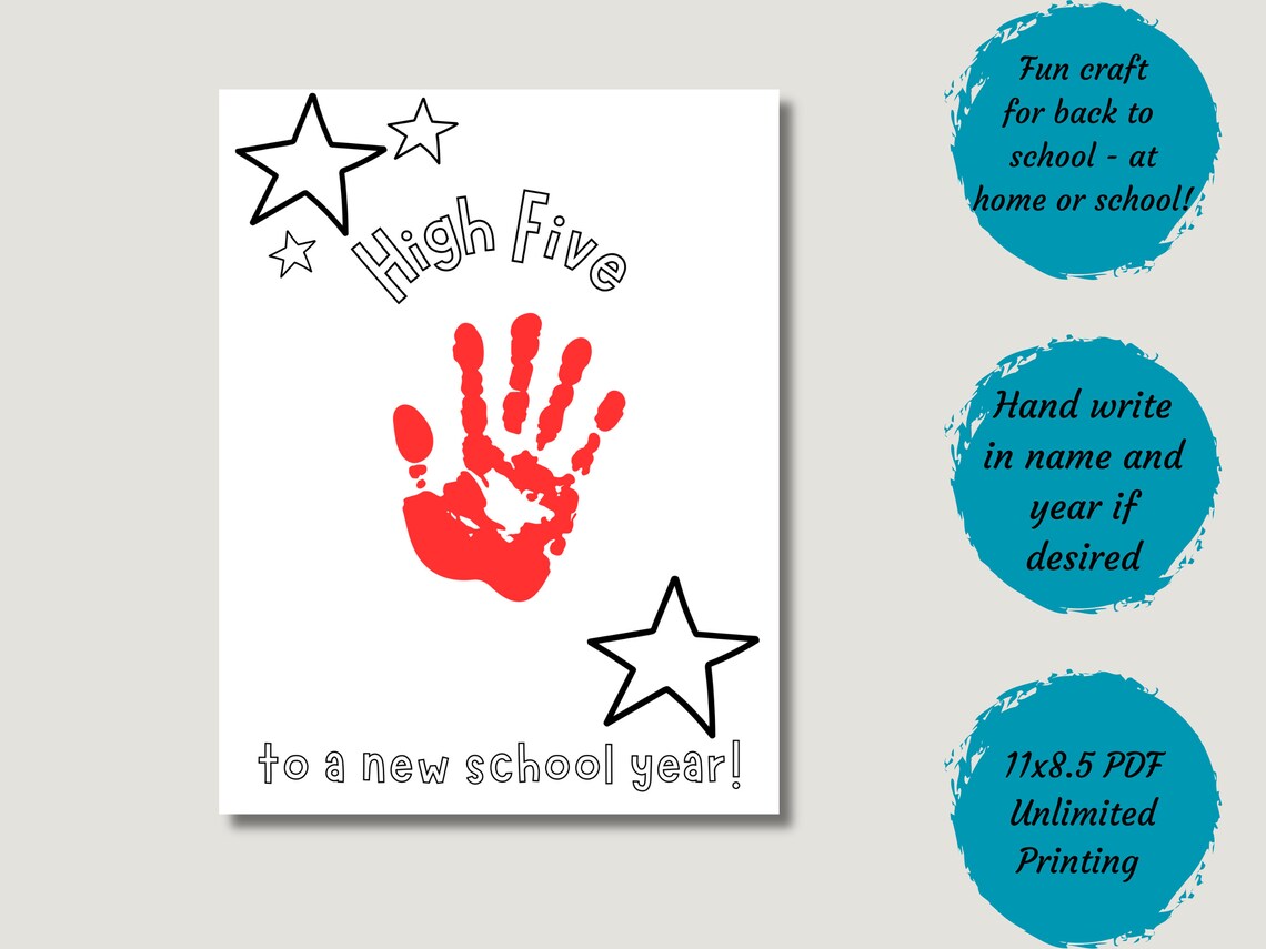 Back to School High Five Handprint Craft for Kids Fun First Day of ...