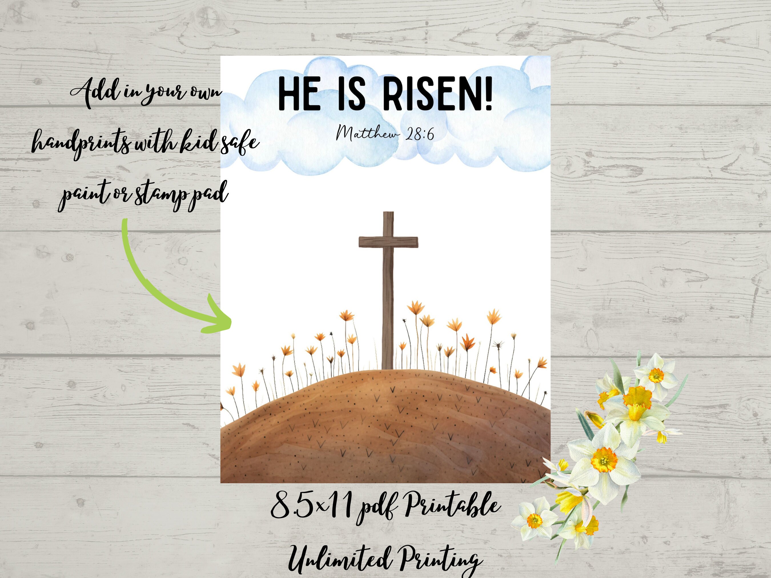 Easter Kids Craft He is Risen Cross Handprint Activity for Preschool ...