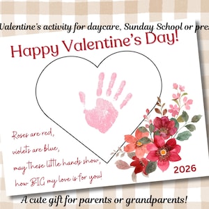 Valentine's Day Handprint Craft Printable Parent Grandparent Gift Baby ...