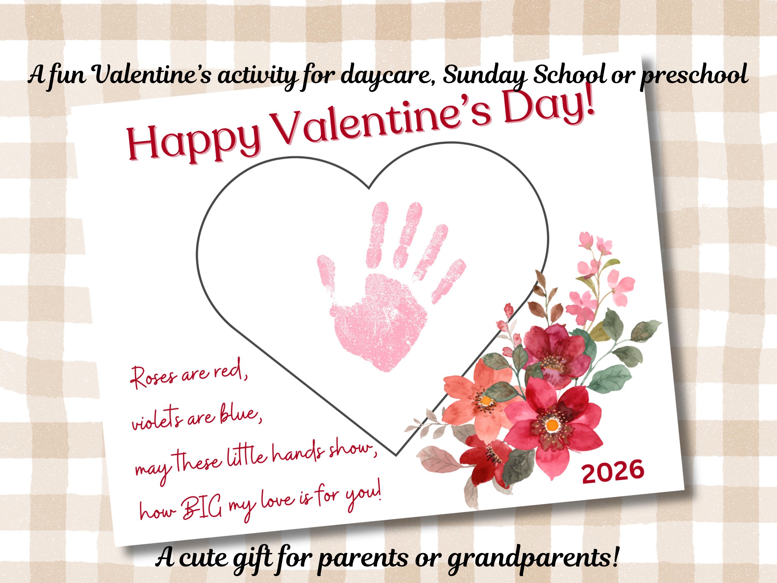 Valentine's Day Handprint Craft Printable Parent Grandparent Gift Baby ...