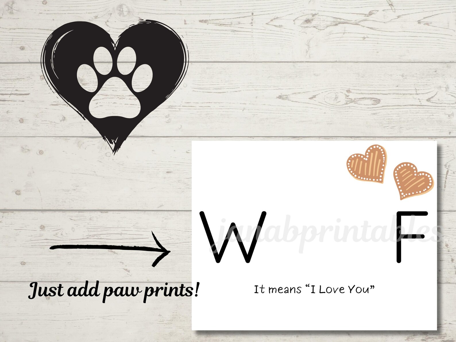 Dog Paw Print Art: "woof Means I Love You" Keepsake (digital Download ...