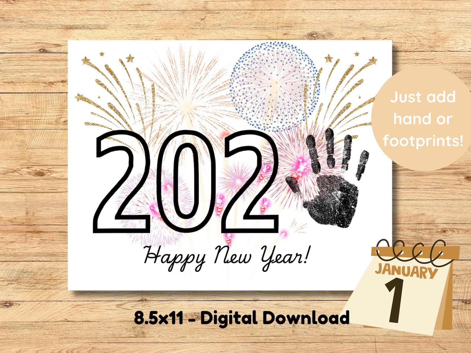 New Years Handprint Craft | 2025 Kids Preschool or Daycare Activity ...
