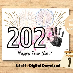 New Years Handprint Craft | 2025 Kids Preschool or Daycare Activity ...