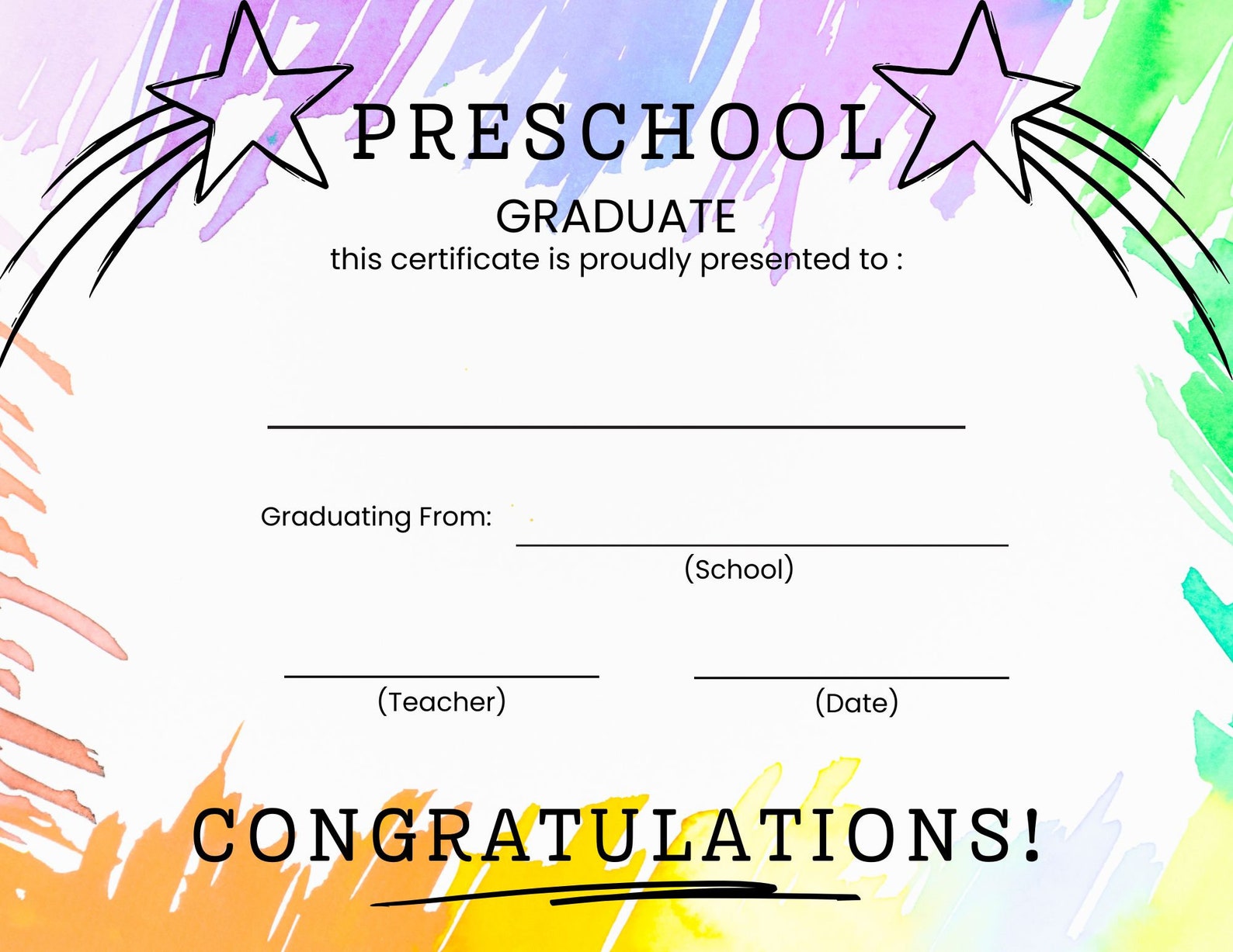 Preschool Graduation Certificate Printable: Teacher Resource (digital ...
