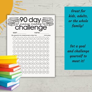 Summer Reading Challenge Printable for Kids and Adults, 90 Day ...