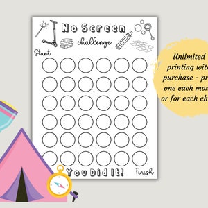 Kids Screen Free Challenge Printable Tracker - Summer Break No ...