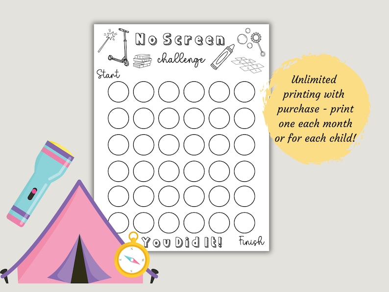 Kids Screen Free Challenge Printable Tracker - Summer Break No ...