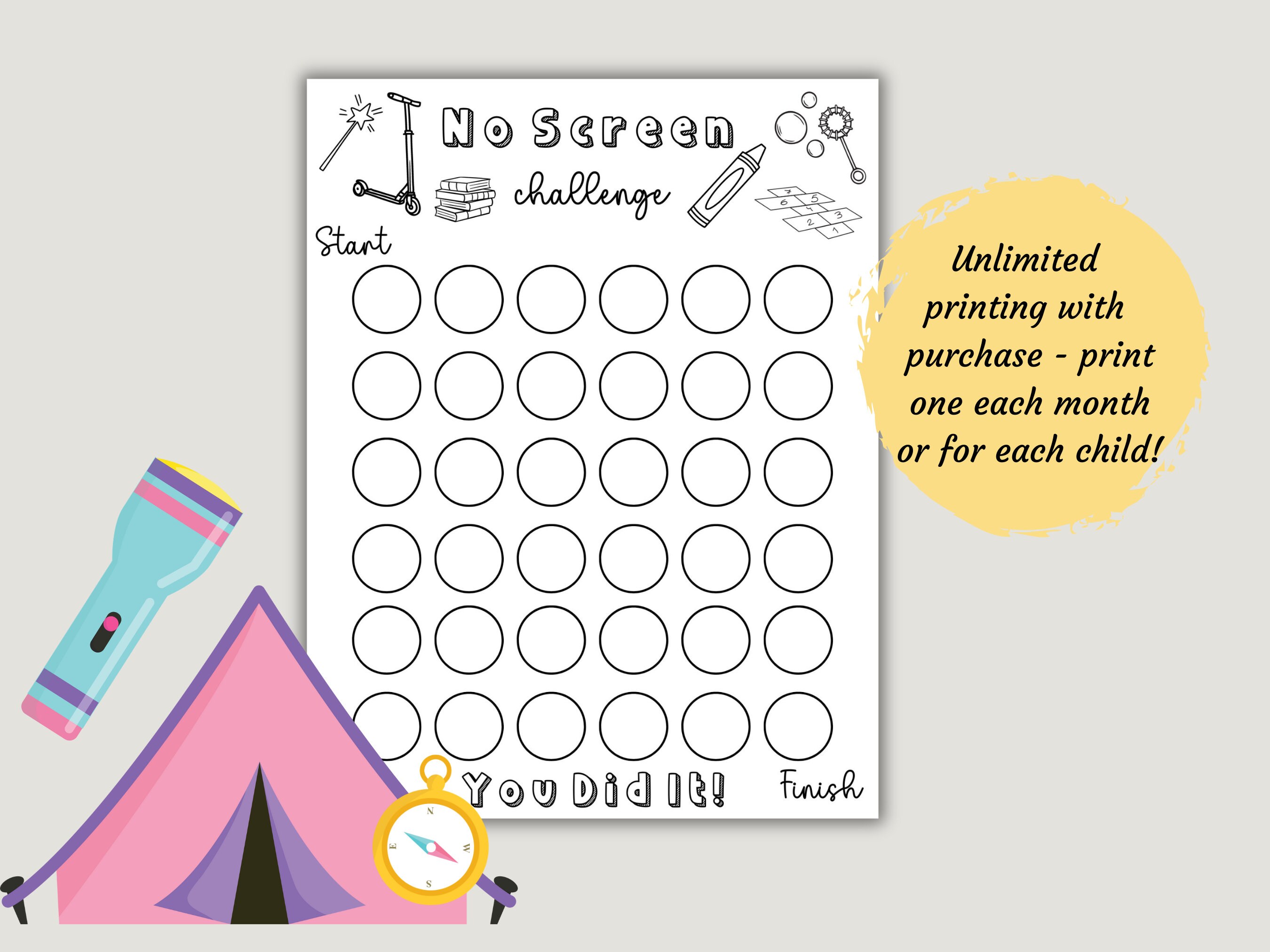 Kids Screen Free Challenge Printable: Summer Fun Tracker (digital ...