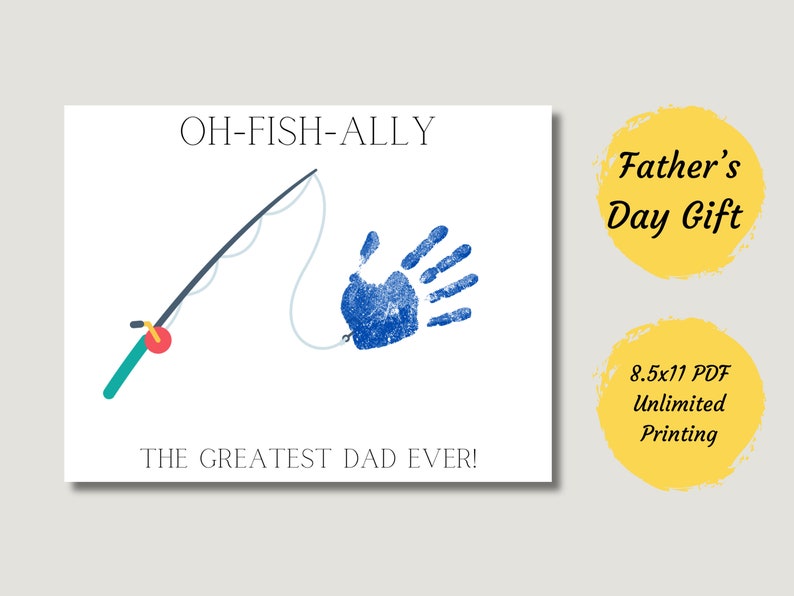 Father's Day Fishing Handprint Craft Gift for Dad | Activity for Baby ...