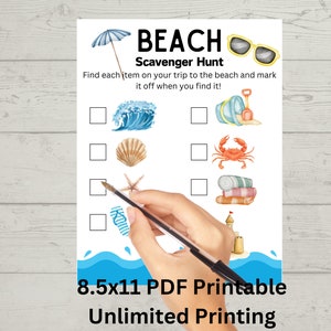 Beach Scavenger Hunt Printable for Kids Activity Seek and Find Beach ...