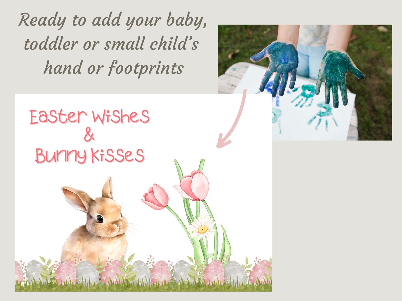 Kids Easter Bunny Handprint Craft Activity Printable Easter Craft Card ...