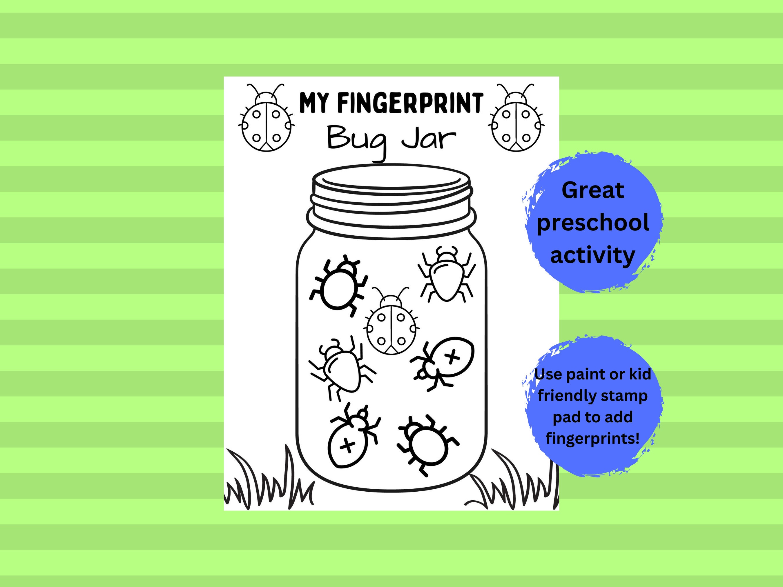 Kids Fingerprint Bug Jar Insect Activity Printable for Preschool ...