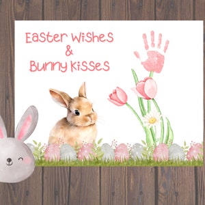Kids Easter Bunny Handprint Craft Activity Printable | Easter Craft ...
