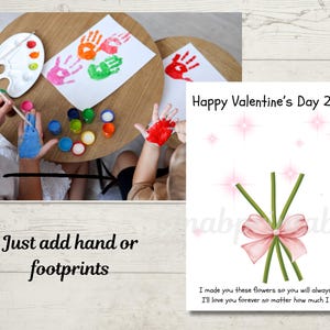 Valentine's Day Handprint Bouquet Craft Printable | Parent Gift | Baby ...
