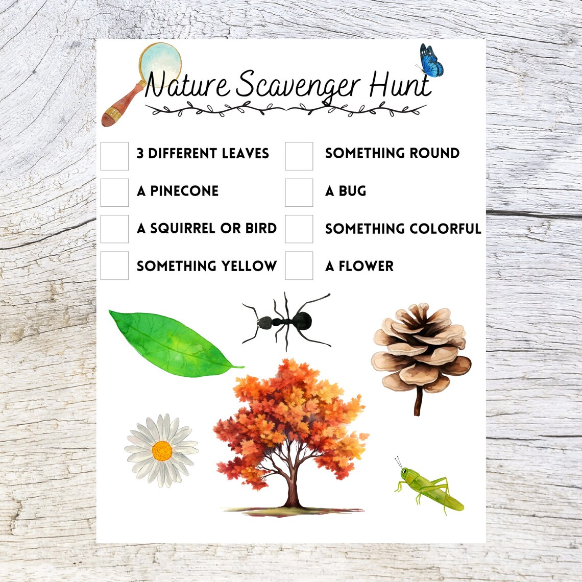 Nature Scavenger Hunt Printable – Kids Outdoor Activity (digital ...