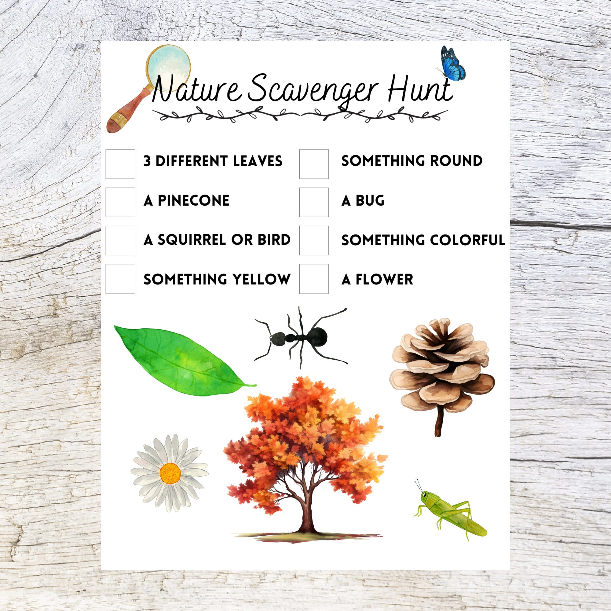 Kids Outdoor Nature Scavenger Hunt Printable - Spring Summer Activity ...