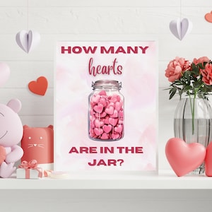Valentines Day Game Candy Jar Heart Guessing Game Classroom Party ...