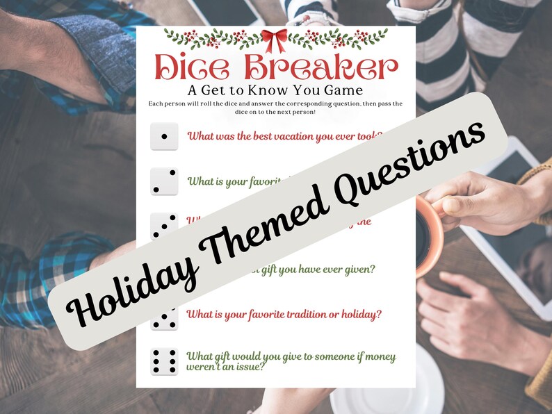 Holiday Ice Breaker Dice Game: Printable Get to Know You Activity for ...