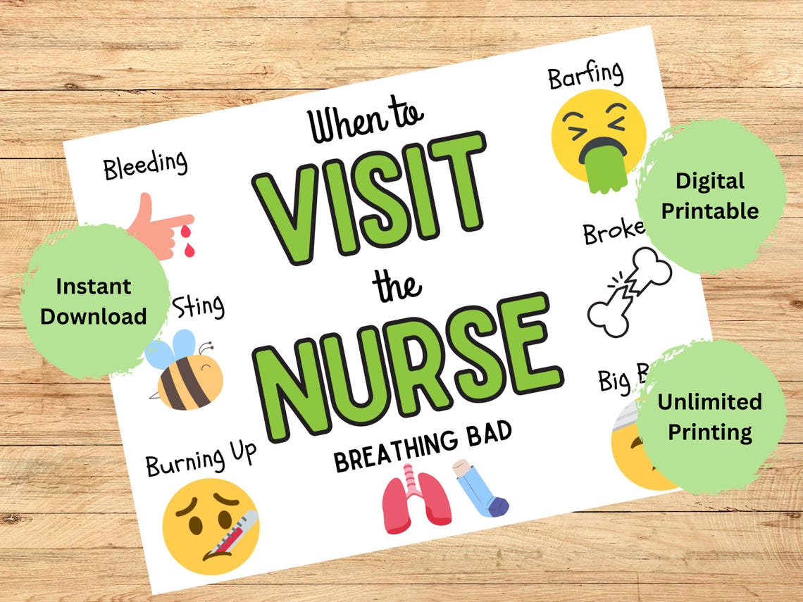 School Nurse Office Printable Decor, Health Room Signs (digital ...