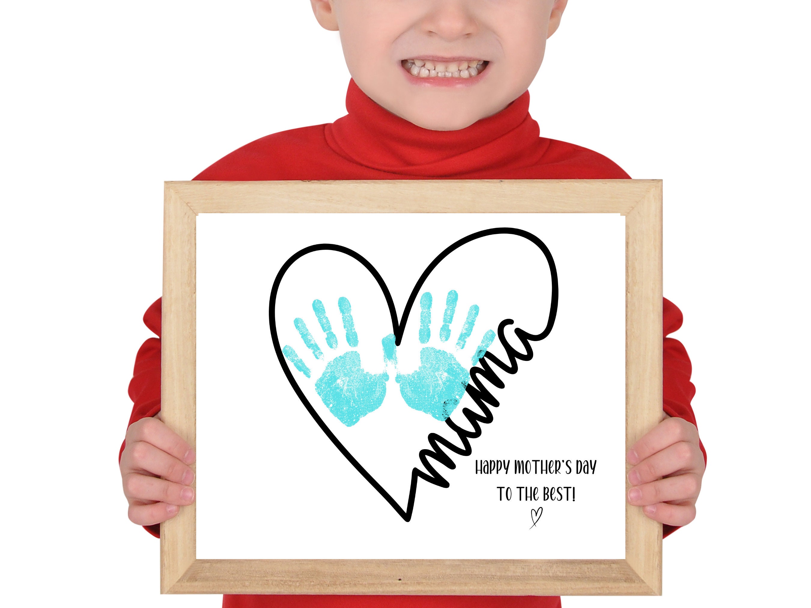 Kids Mother's Day Handprint Craft Printable Flower Bouquet Keepsake ...