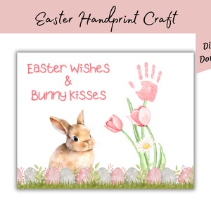 Kids Easter Bunny Handprint Craft Activity Printable | Easter Craft ...