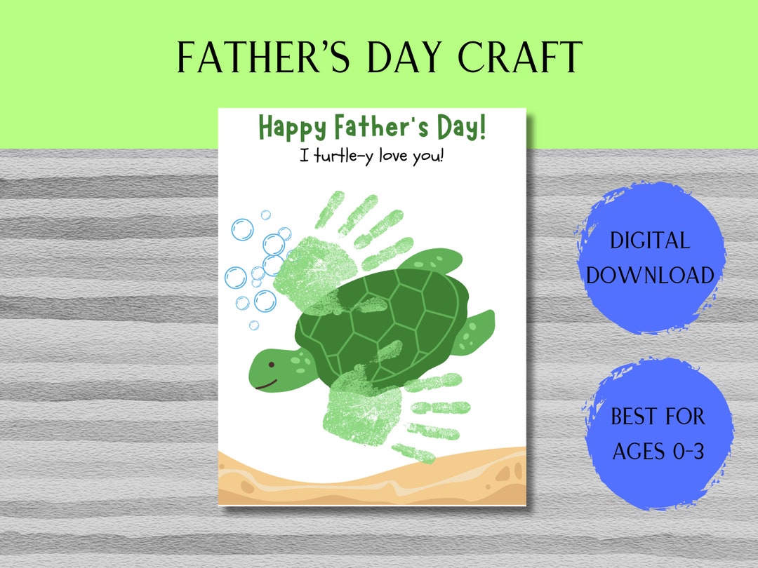 Father's Day Turtle Handprint Craft Gift for Dad | Activity for Baby ...