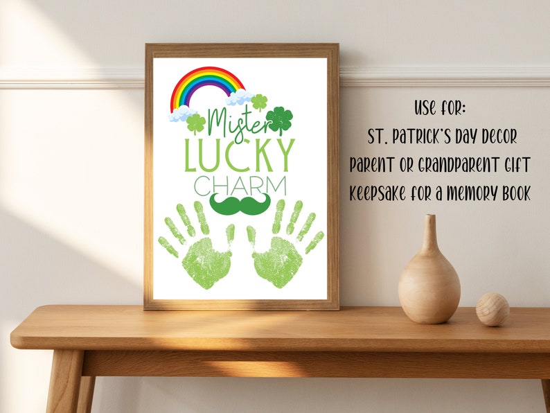 St Patricks Day Lucky Charm Handprint Craft Printable Parent Gift ...