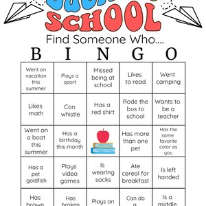Back to School Bingo Game Printable for Kids | Get to Know You Ice ...