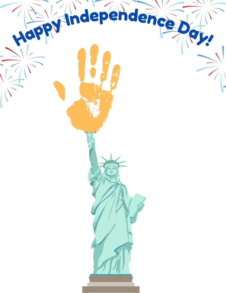 Kids Fourth of July Handprint Craft Printable Activity Independence Day ...