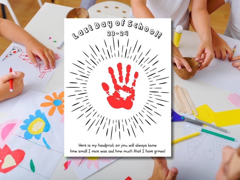 Last Day of School Handprint Craft Printable for Kids Cute End of the ...