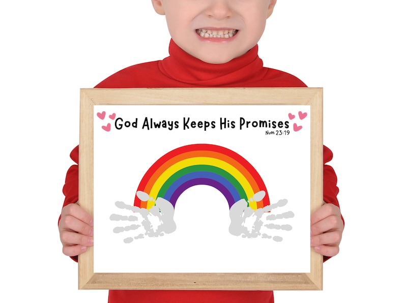 Church Kids Craft God Keeps His Promises Rainbow Handprint Activity for ...