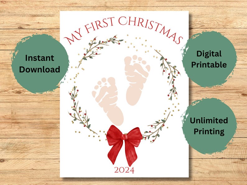 Baby First Christmas Handprint Holiday Craft Printable Activity for ...
