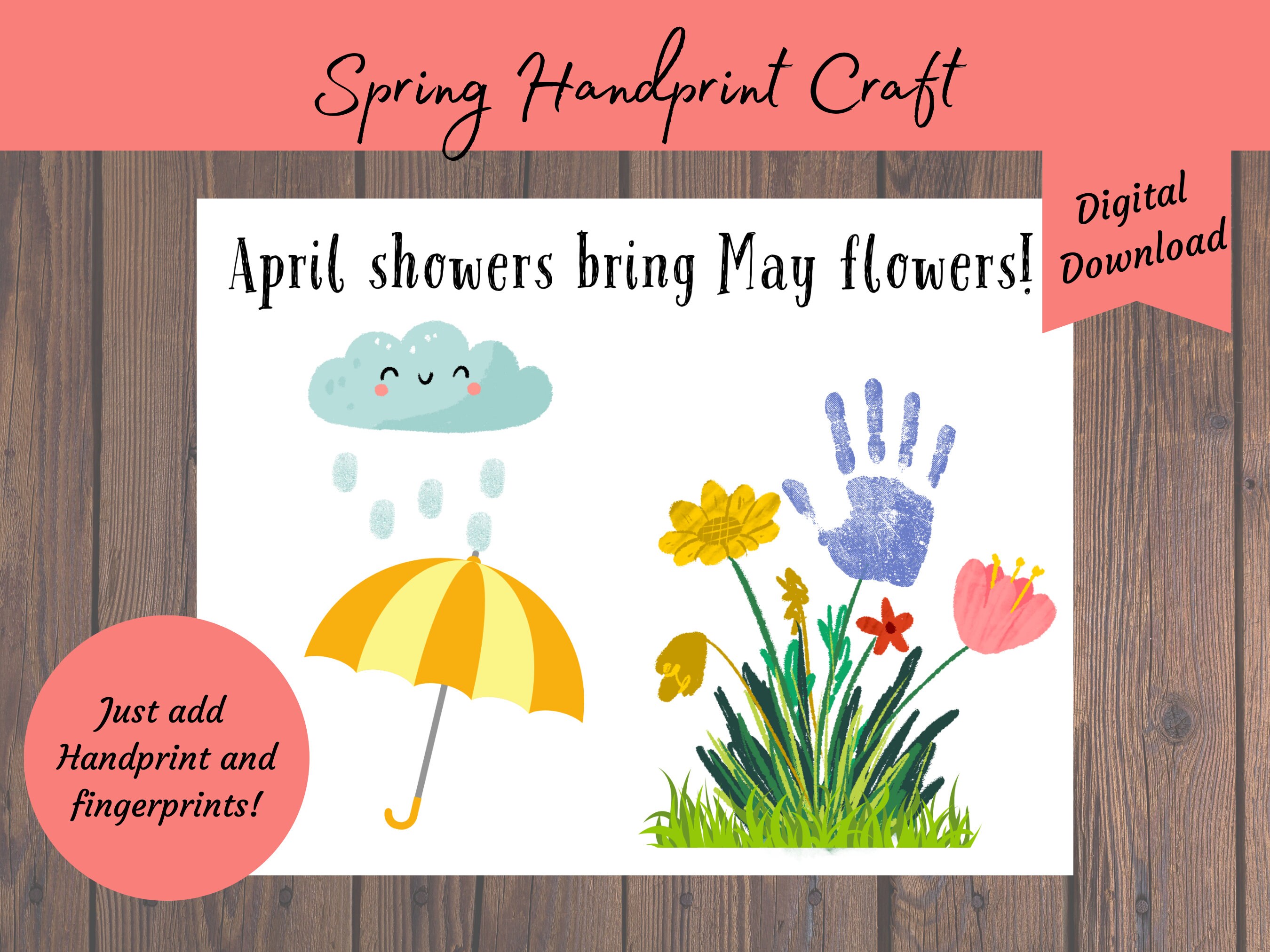 Kids Spring Craft Handprint April Showers Bring May Flowers Spring ...