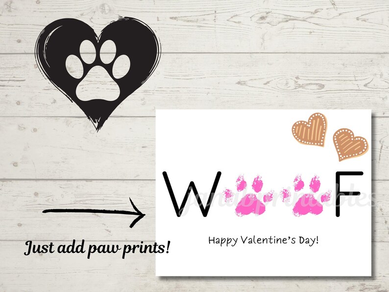 Puppy Dog Valentine Paw Print Craft: Pet Keepsake (digital Download) - Etsy