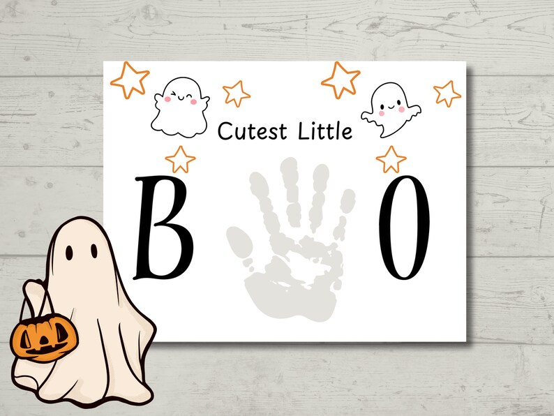 Kids Halloween Boo Ghost Handprint Craft Printable, Daycare or ...