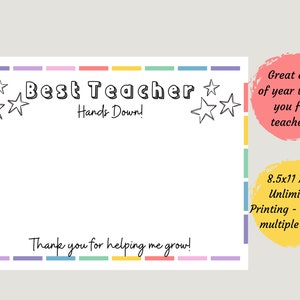 Teacher Appreciation Printable Handprint Craft Activity, End of Year ...
