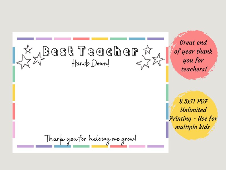 Teacher Appreciation Printable Handprint Craft Activity, End of Year ...