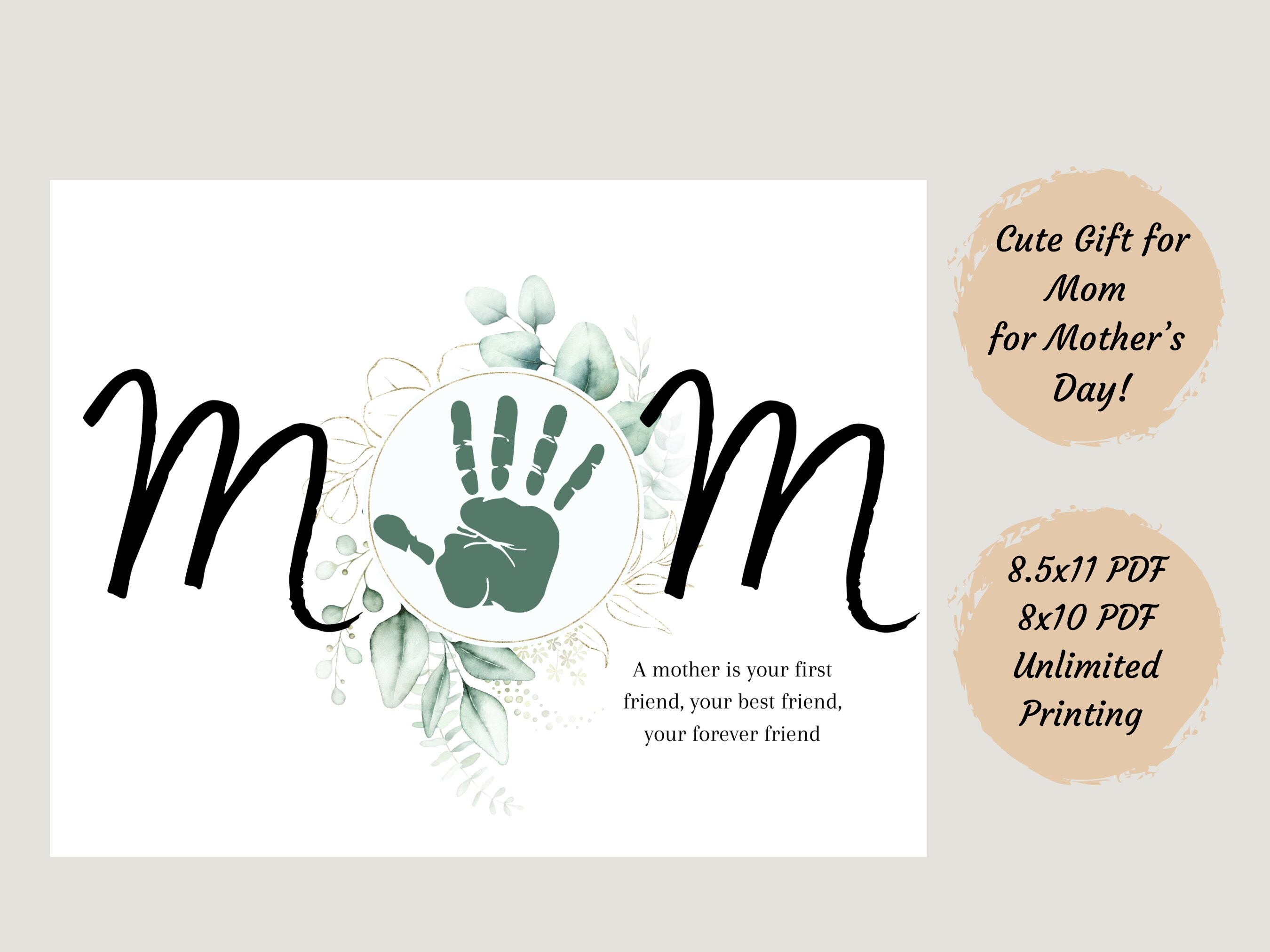 Floral Watercolor Handprint Printable for Mother's Day - Etsy