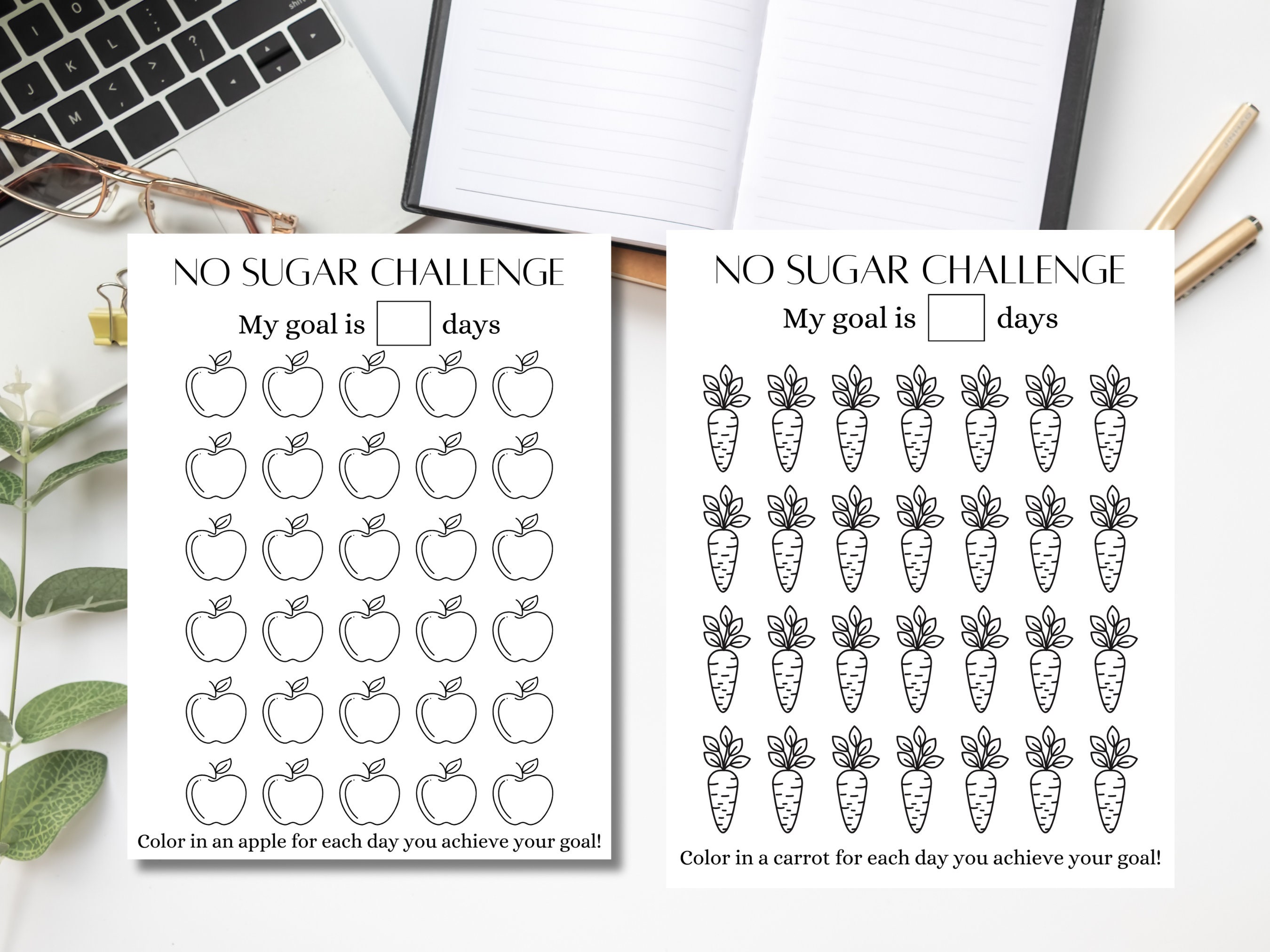 Health Challenge Chart No Sugar Tracker Monthly Health Habit Tracker ...