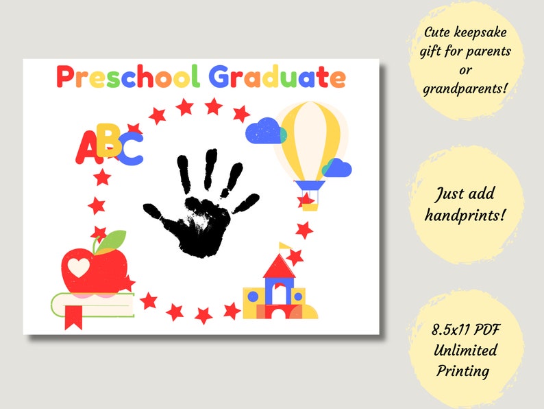 Preschool Grad Handprint Craft Teacher Resource or Homeschool Activity ...