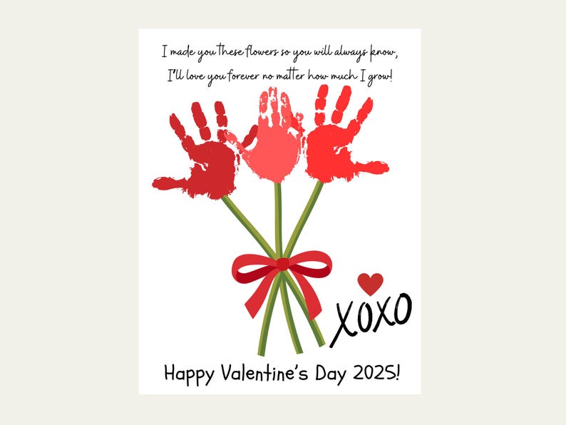 Kids Valentine's Day Handprint Bouquet Classroom Craft for Teachers ...