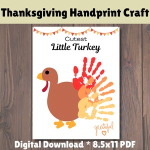 Thanksgiving Turkey Handprint Craft: Kids Art Activity (PDF) - Etsy